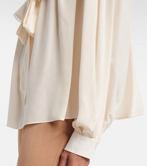 Stella McCartney Bow-detail Lace-trimmed Silk Blouse
