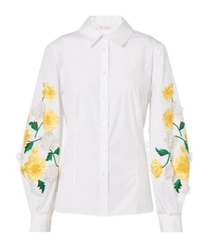 Carolina Herrera Floral Cotton-blend Poplin Shirt - White