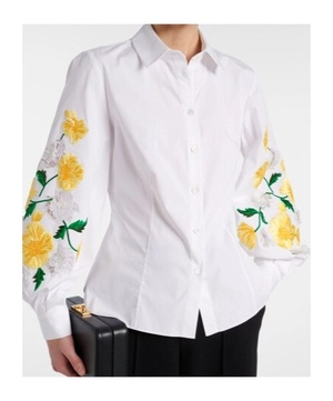 Carolina Herrera Floral Cotton-blend Poplin Shirt