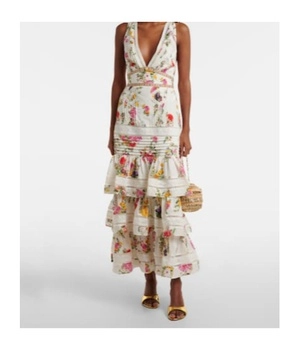 Camilla Floral Tiered Cotton And Silk Maxi Dress