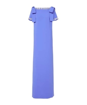 Carolina Herrera Embroidered Bow-detail Crêpe Gown - Blue