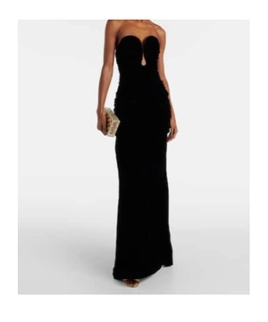 Carolina Herrera Ruched Velvet Bustier Gown