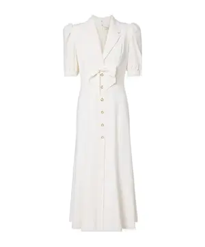 Alessandra Rich Wool-blend Crepe Midi Dress - White
