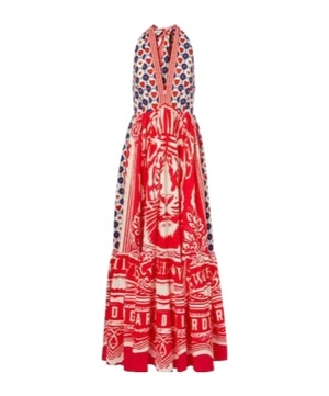 Camilla Halterneck Cotton Poplin Maxi Dress With Tiger Print
