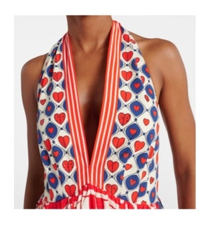 Camilla Halterneck Cotton Poplin Maxi Dress With Tiger Print