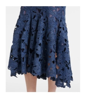 Oscar De La Renta Guipure Lace Floral Embroidered Midi Dress