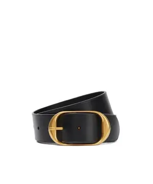 NILI LOTAN Leather Belt With Gold-tone Buckle