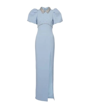 Rebecca Vallance Amery Embellished Puff-sleeve Gown - Blue