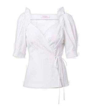 Carolina Herrera Cotton-blend Wrap Top - White