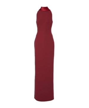 SAFIYAA LONDON Satin Trim Crepe Dress - Red