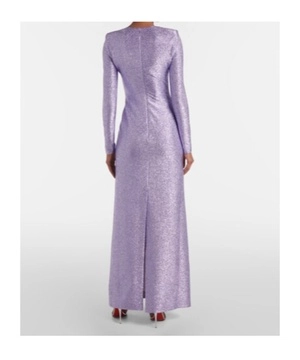Oscar De La Renta Round Neck Long Sleeve Gown - Purple