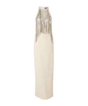 David Koma Chain-trimmed Crepe Gown - Nude