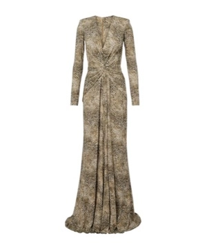 Elie Saab Animalier Printed Jersey Gown