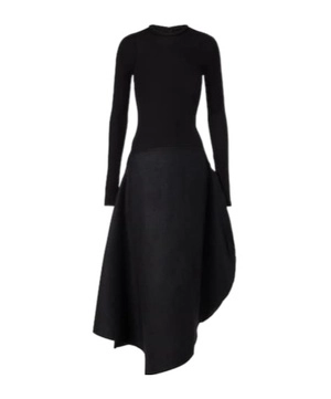 Victoria Beckham Asymmetrical Midi Dress - Black