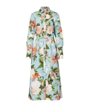 Erdem Floral Shirt Dress - Blue