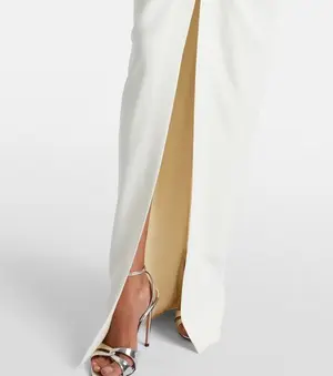 Alessandra Rich Lace Gown With Plunge Neckline And Front Slit