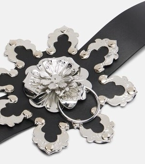 Blumarine Floral Pattern Leather Belt