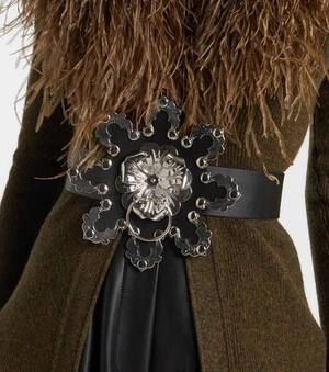 Blumarine Floral Pattern Leather Belt