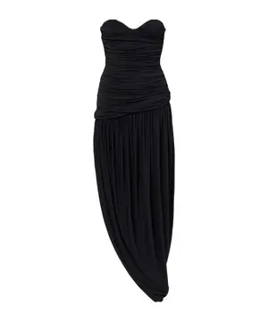 Magda Butrym Ruched Asymmetric Draped Midi Dress - Black