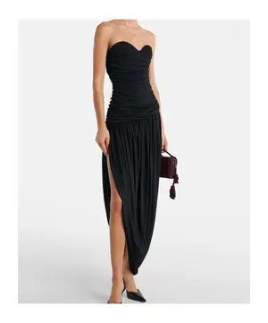 Magda Butrym Ruched Asymmetric Draped Midi Dress