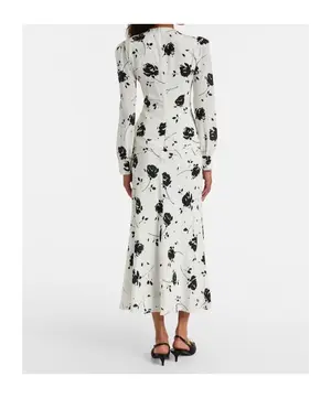Alessandra Rich Floral Silk Midi Dress