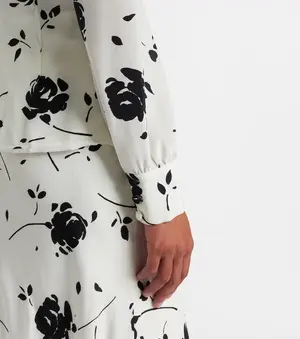 Alessandra Rich Floral Silk Midi Dress