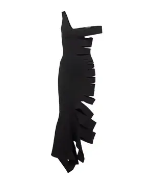 MUGLER Open-back One-shoulder Dress - Black