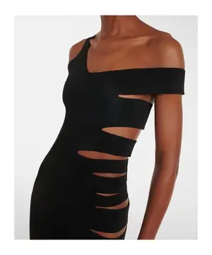 MUGLER Open-back One-shoulder Dress