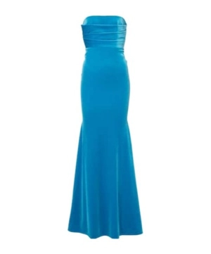 Alex Perry Draped Velvet Gown - Blue