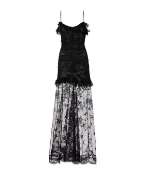 Alessandra Rich Bow-detail Cotton-blend Lace Gown - Black
