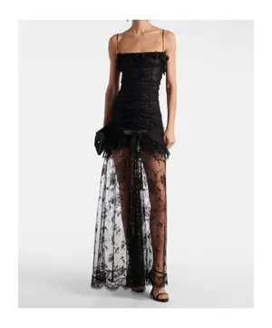 Alessandra Rich Lace Gown With Bow Detail