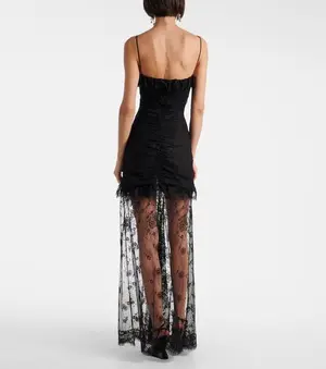 Alessandra Rich Lace Gown With Bow Detail