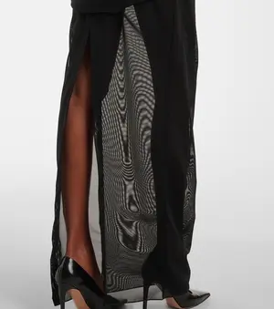 Alessandra Rich Ruched Sheer Mesh Maxi Dress