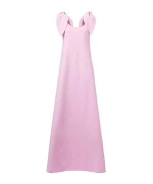 Oscar De La Renta Bow-detail Wool-blend Maxi Dress - Pink