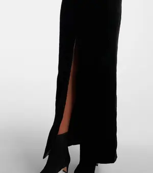 Alessandra Rich Velvet Maxi Dress With Bow Detail