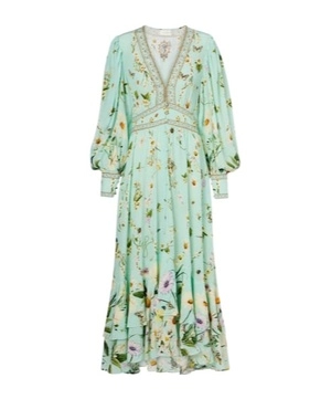 Camilla Floral Pattern Silk Crepe Maxi Dress