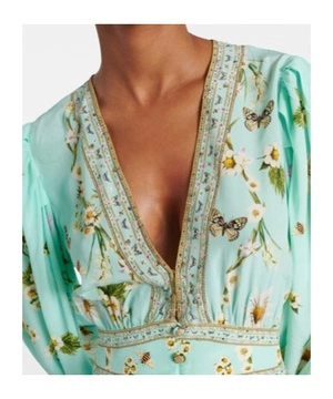Camilla Floral Pattern Silk Crepe Maxi Dress