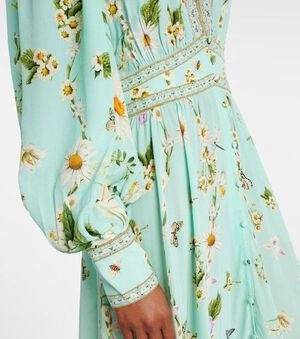 Camilla Floral Pattern Silk Crepe Maxi Dress