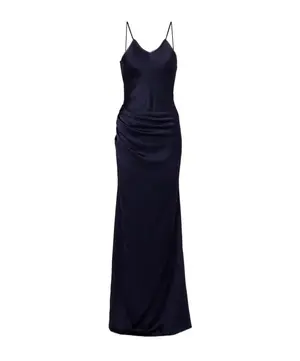 Victoria Beckham Lace-trimmed Satin Maxi Dress - Midnight Blue