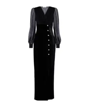 Alessandra Rich Velvet And Georgette Gown - Black