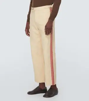 BODE Stria Beaded Cotton Straight Pants
