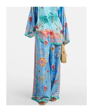 Camilla Embellished Printed Silk Palazzo Pants