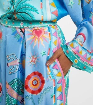 Camilla Embellished Printed Silk Palazzo Pants