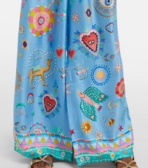 Camilla Embellished Printed Silk Palazzo Pants