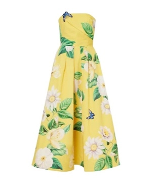 LEO Lynn Floral Cotton Bustier Dress - Yellow