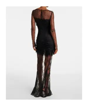 Alessandra Rich Sheer Cotton-blend Lace Gown