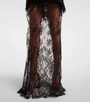 Alessandra Rich Sheer Cotton-blend Lace Gown