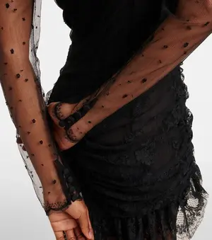 Alessandra Rich Sheer Cotton-blend Lace Gown