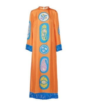 ALEMAIS Luis Silk Midi Dress With Tassel Hem