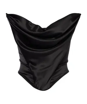 Magda Butrym Draped Silk-blend Satin Corset - Black